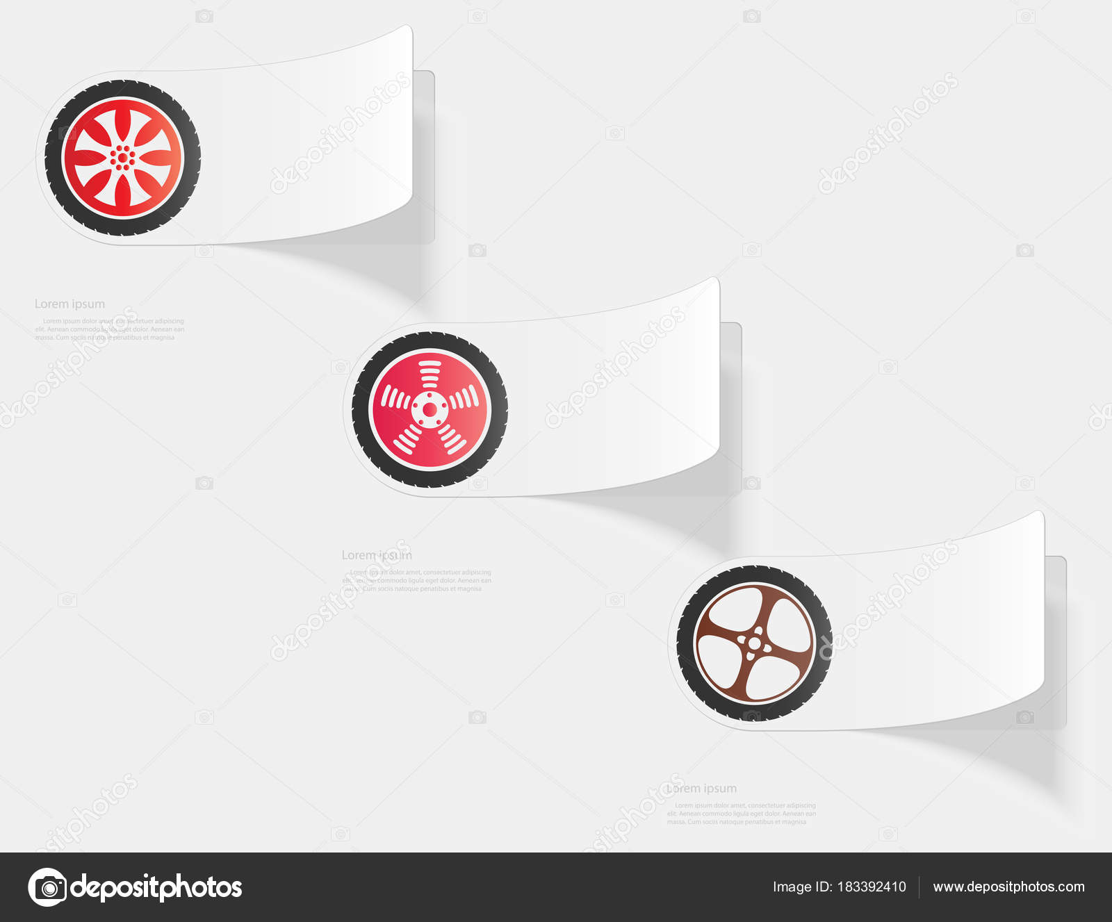 Car wheel. Flat sticker with shadow on white background Stock Vector by ...
