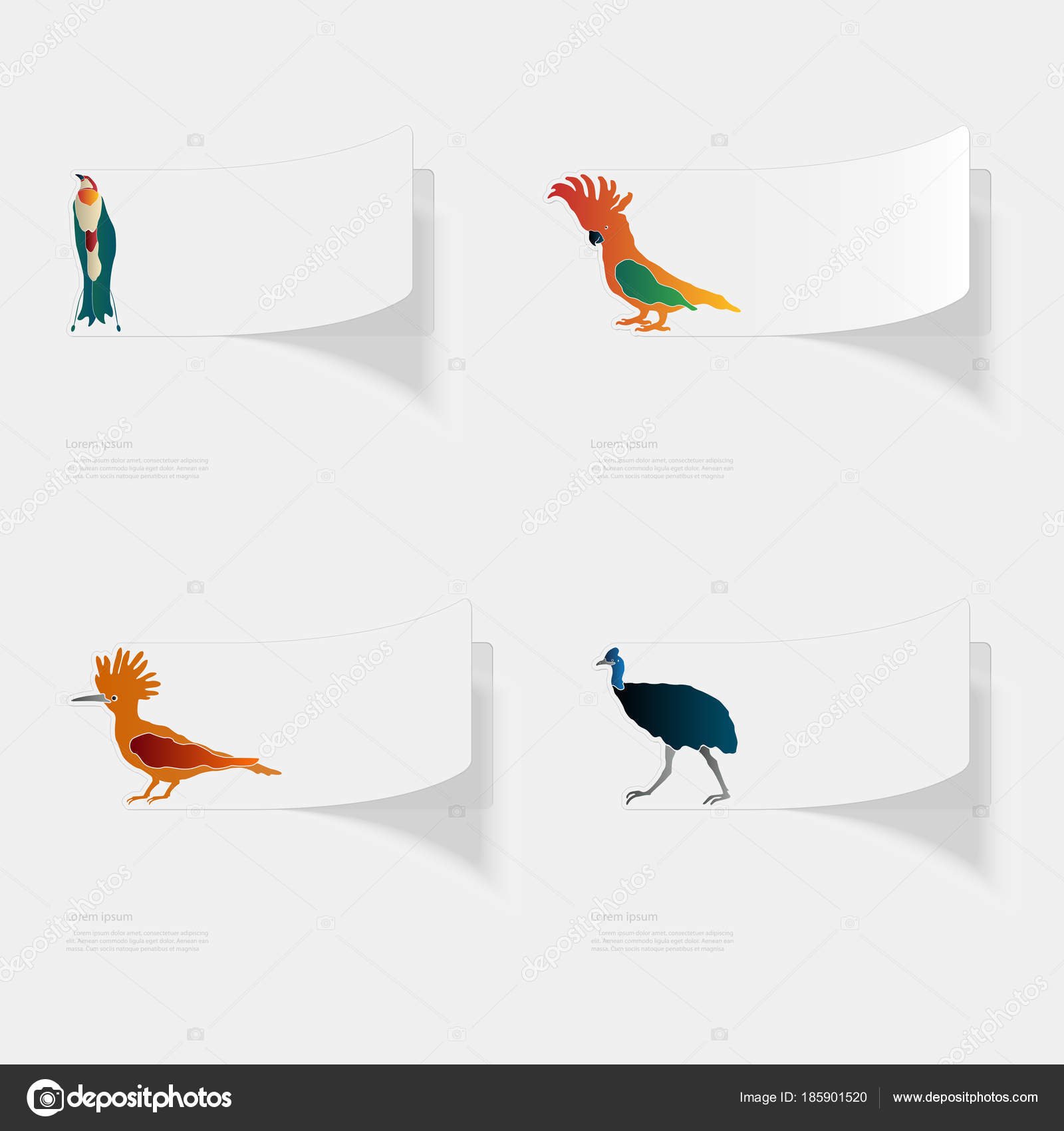 Birds. Flat sticker with shadow on white background Stock Vector by ...