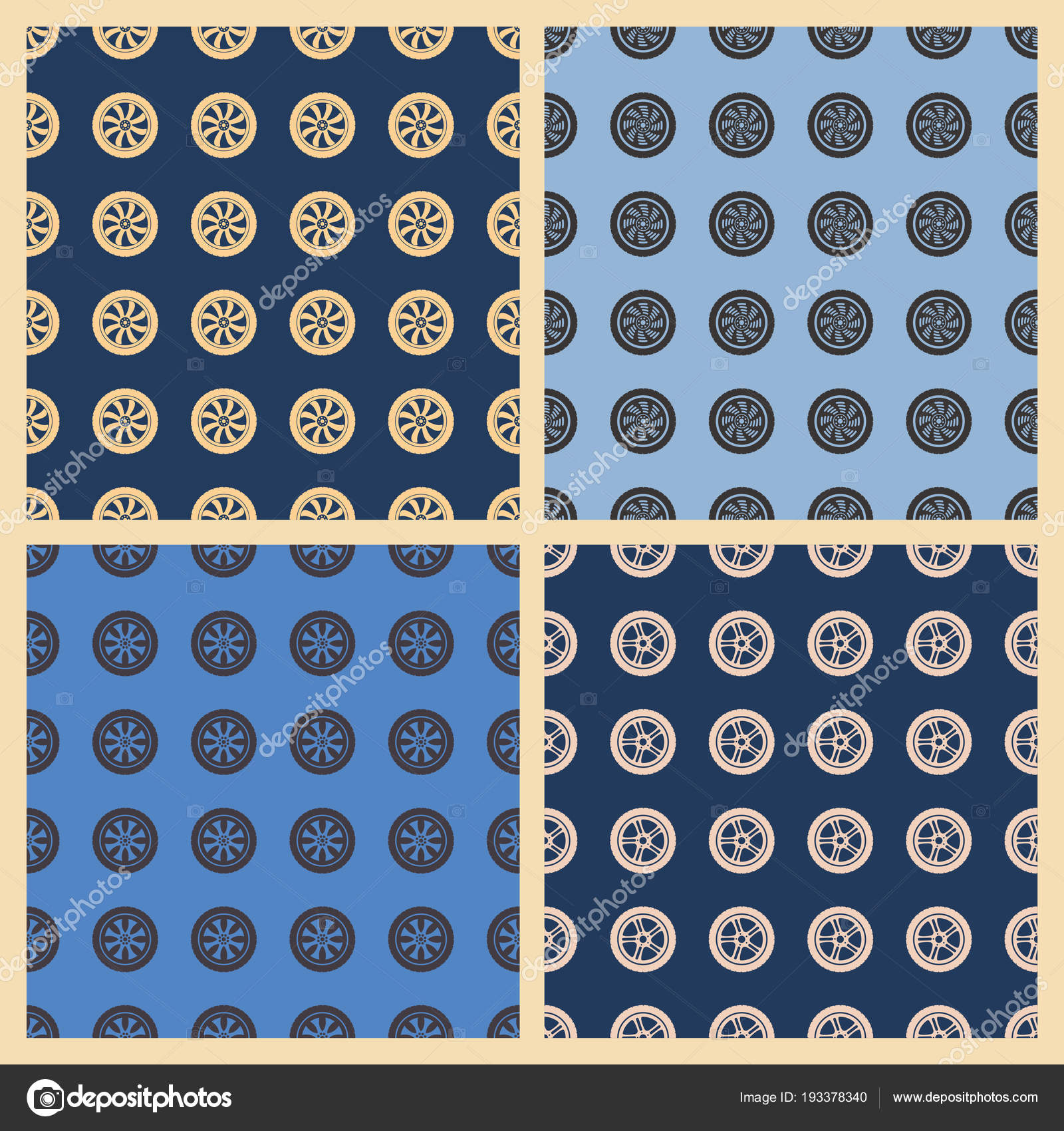 Car wheel vector illustration on a seamless pattern background Stock ...