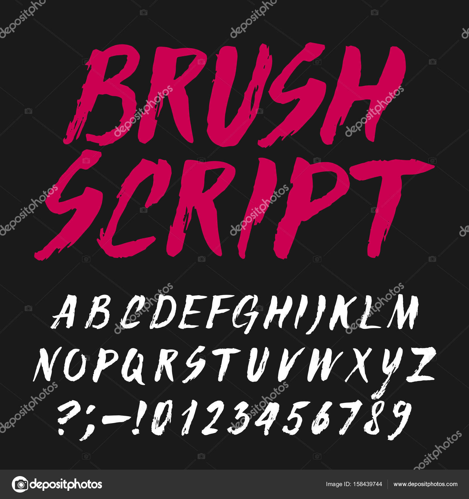 Hand drawn alphabet vector font. Rough brush script letters. Stock ...