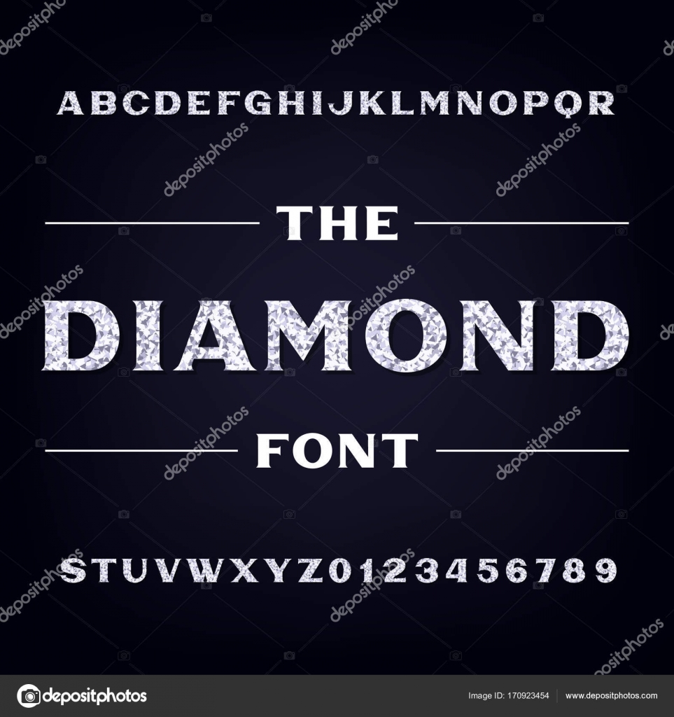 Diamond alphabet font. Brilliant letters and numbers. Stock vector ...