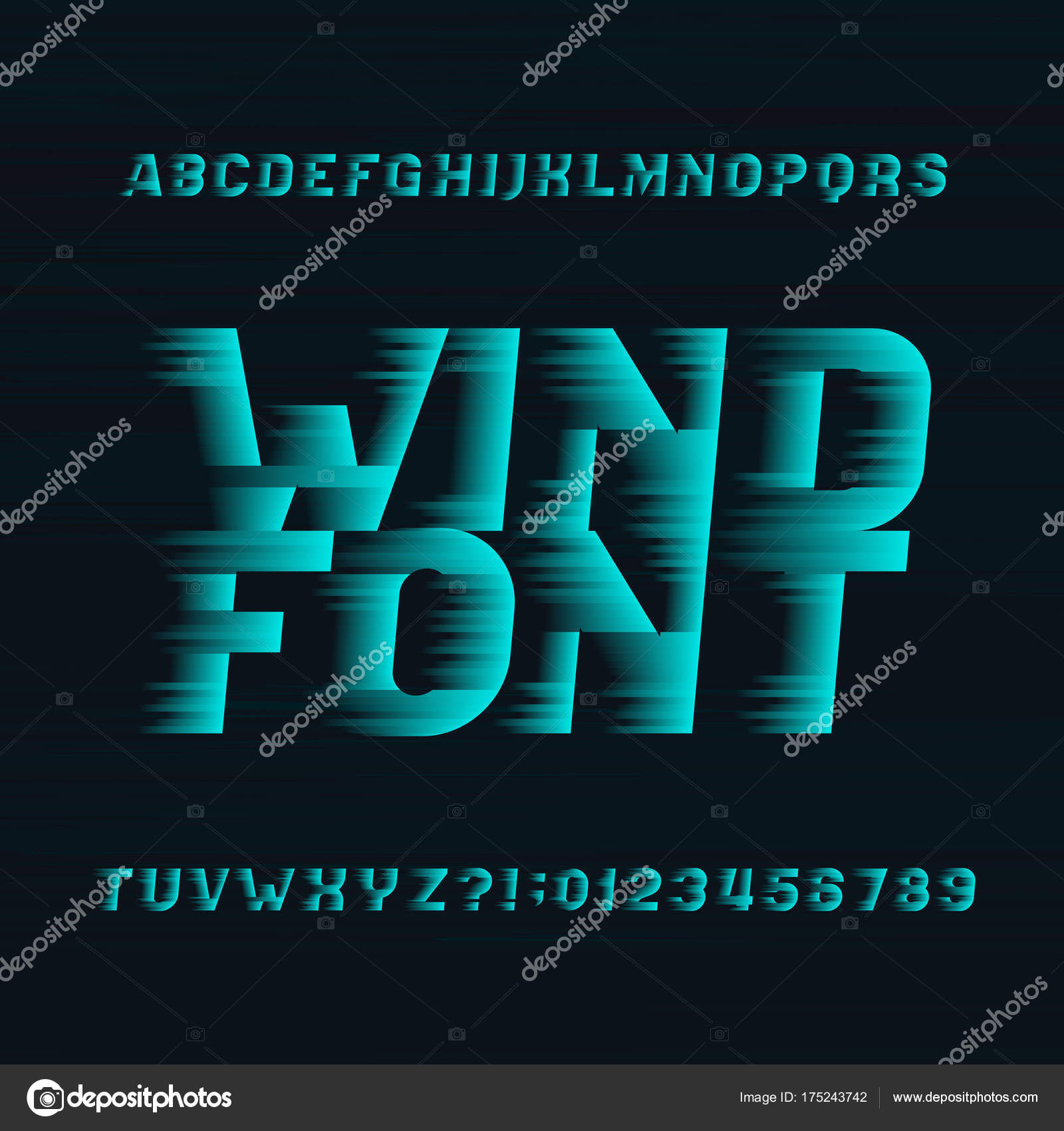 Wind Alphabet Vector Font Speed Effect Type Letters Numbers Dark Stock ...
