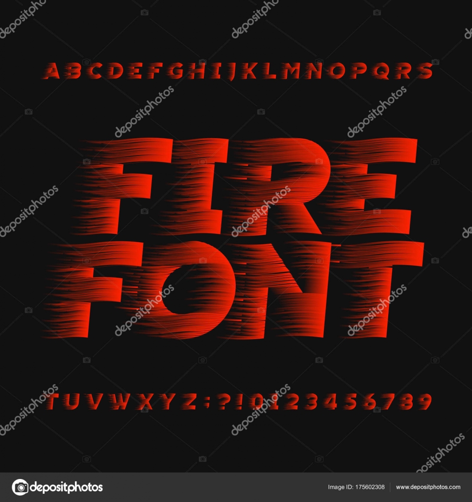 Abstract Fire Alphabet Font Type Letters Numbers Dark Background Stock ...