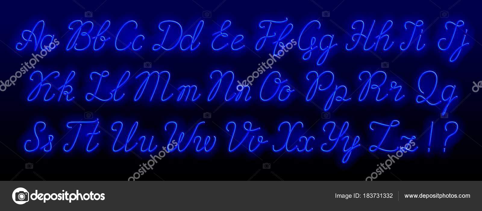 Neon Script Alphabet Font Neon Color Uppercase Lowercase Letters Stock ...