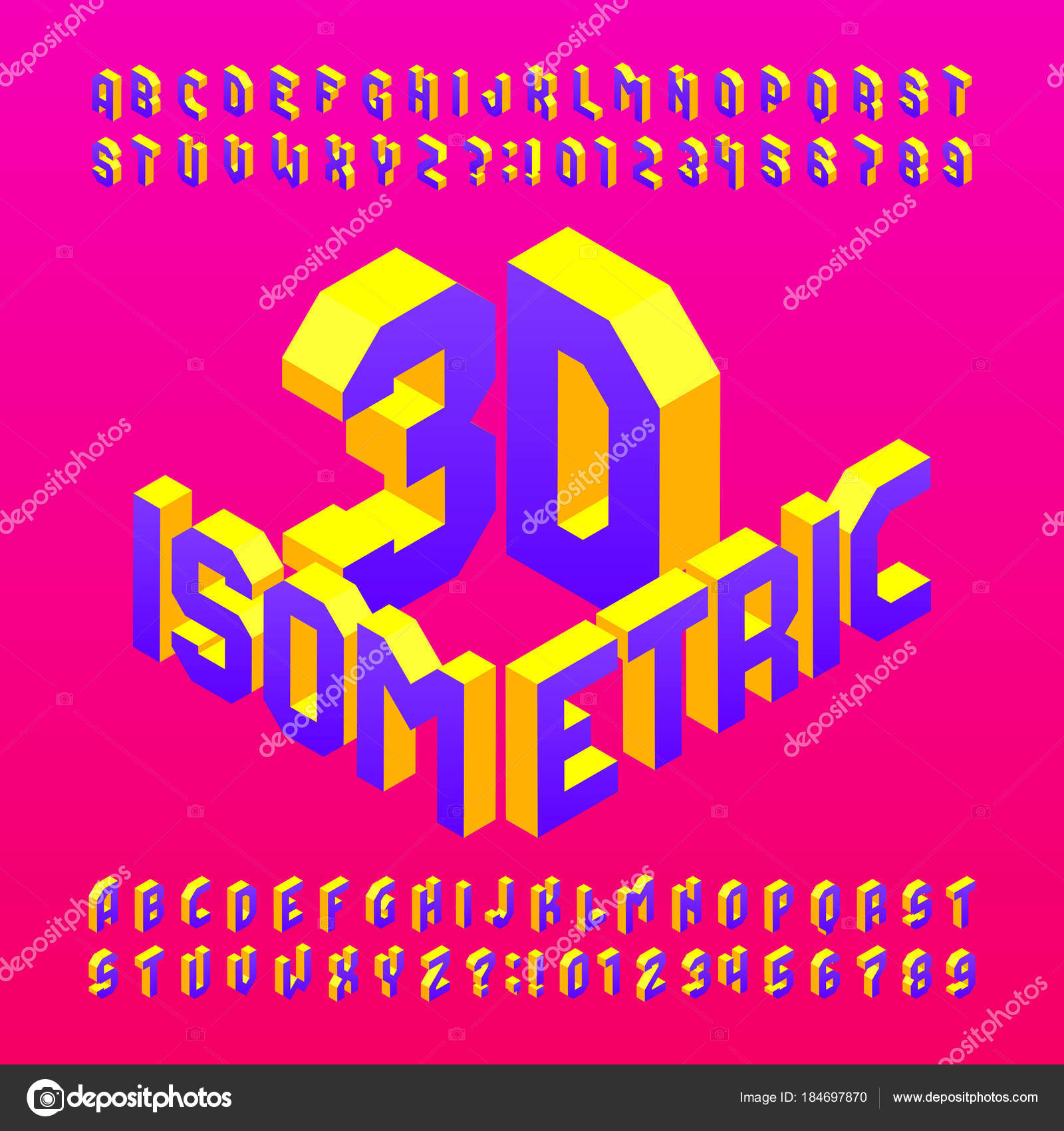 Isometric Alphabet Font Effect Letters Numbers Stock Vector Typeface ...