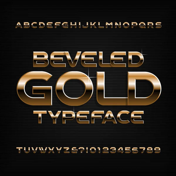 Fuente Gold Alphabet. Oro biselado letras brillantes, números y ...