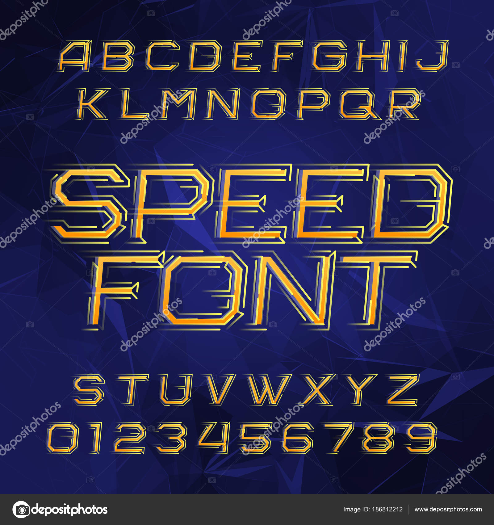 Speed Alphabet Font Oblique Dynamic Letters Numbers Polygonal ...