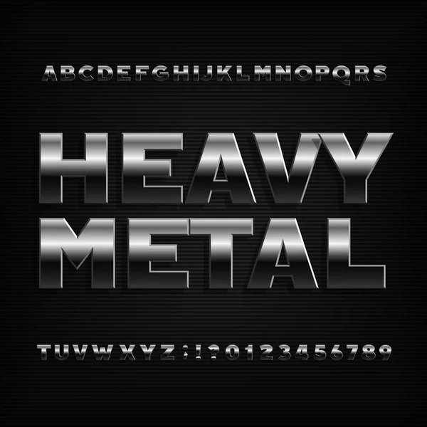 Heavy Metal Alphabet Font Metal Effect Shiny Letters Numbers 80S Stock ...