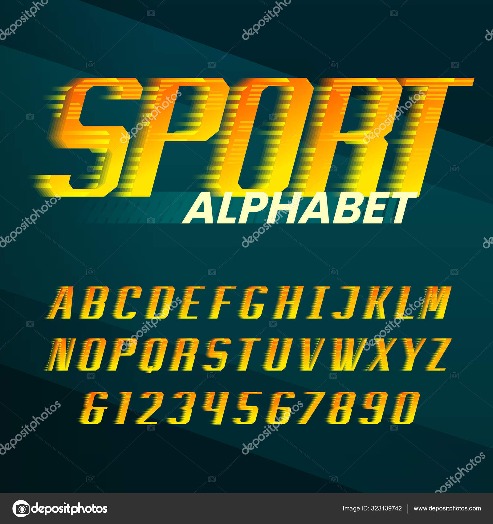 Fuente Sport Alphabet Efecto Alta Velocidad Letras Oblicuas Números ...