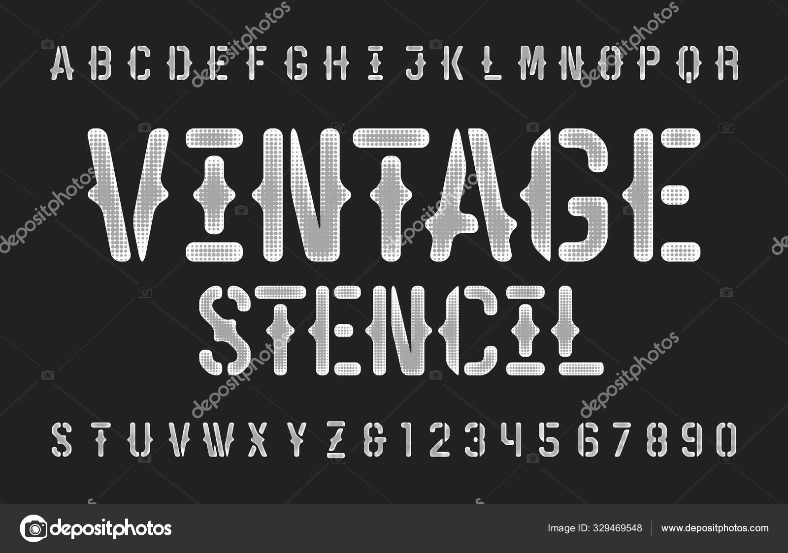 Vintage Stencil Alphabet Font Textured Vintage Letters Numbers Vector ...
