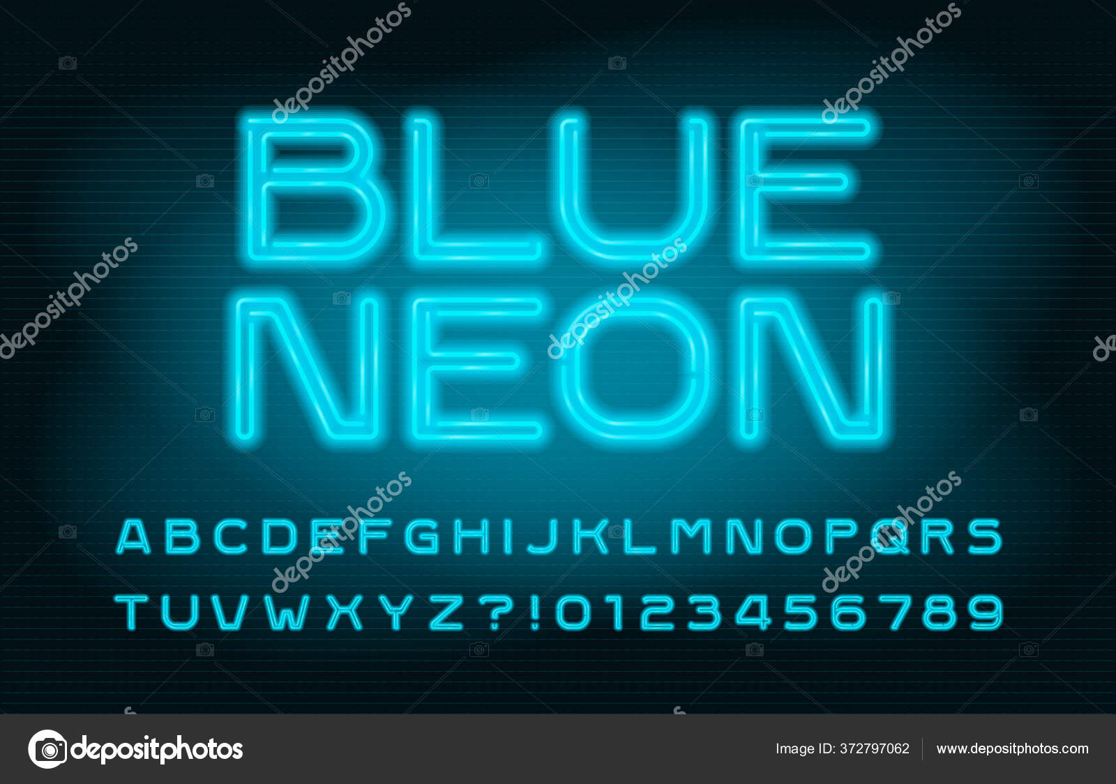 Blue Neon Alphabet Font Glowing Neon Color Letters Numbers Abstract ...