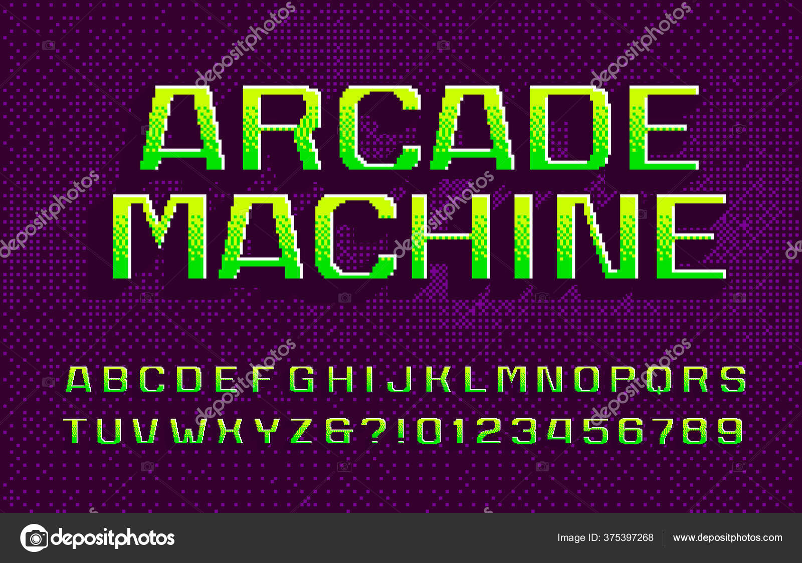Fonta Alfabet Mesin Arcade Huruf Digital Dan Angka Latar Belakang ...