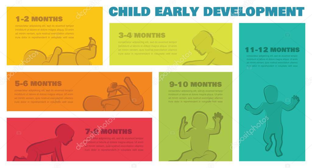 Baby Development Stages Milestones First One Year, colorful ...