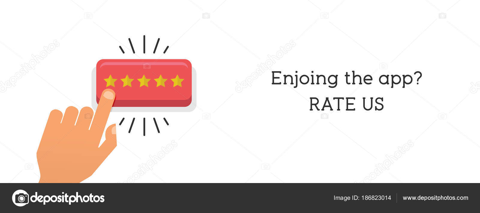 Hand press the star button. Customer review concept. Rating golden ...