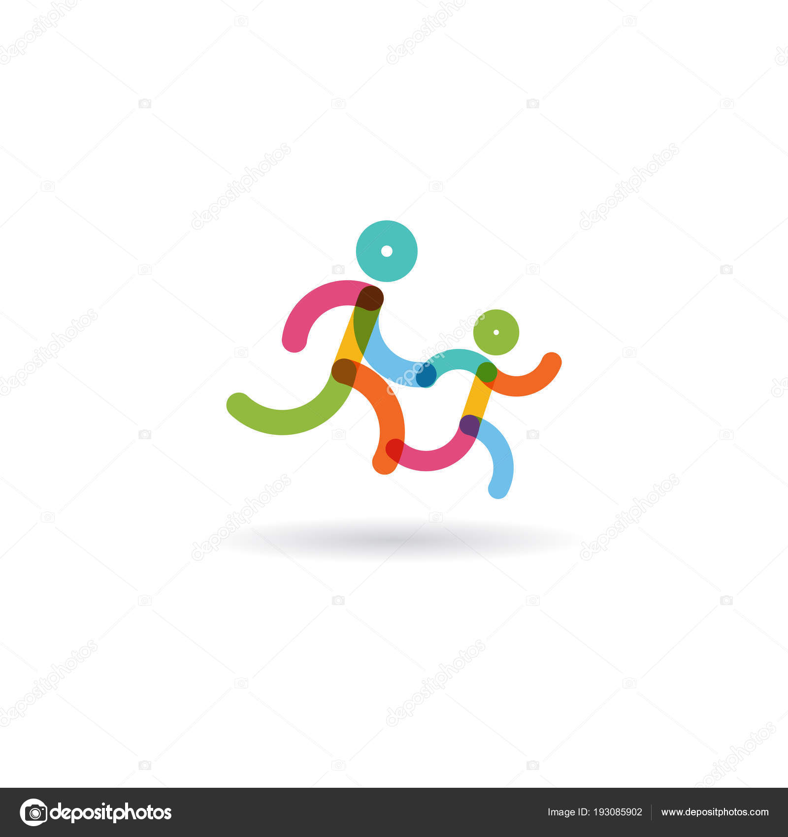 Carrera familiar. colorido Runners.logo para correr la competencia ...