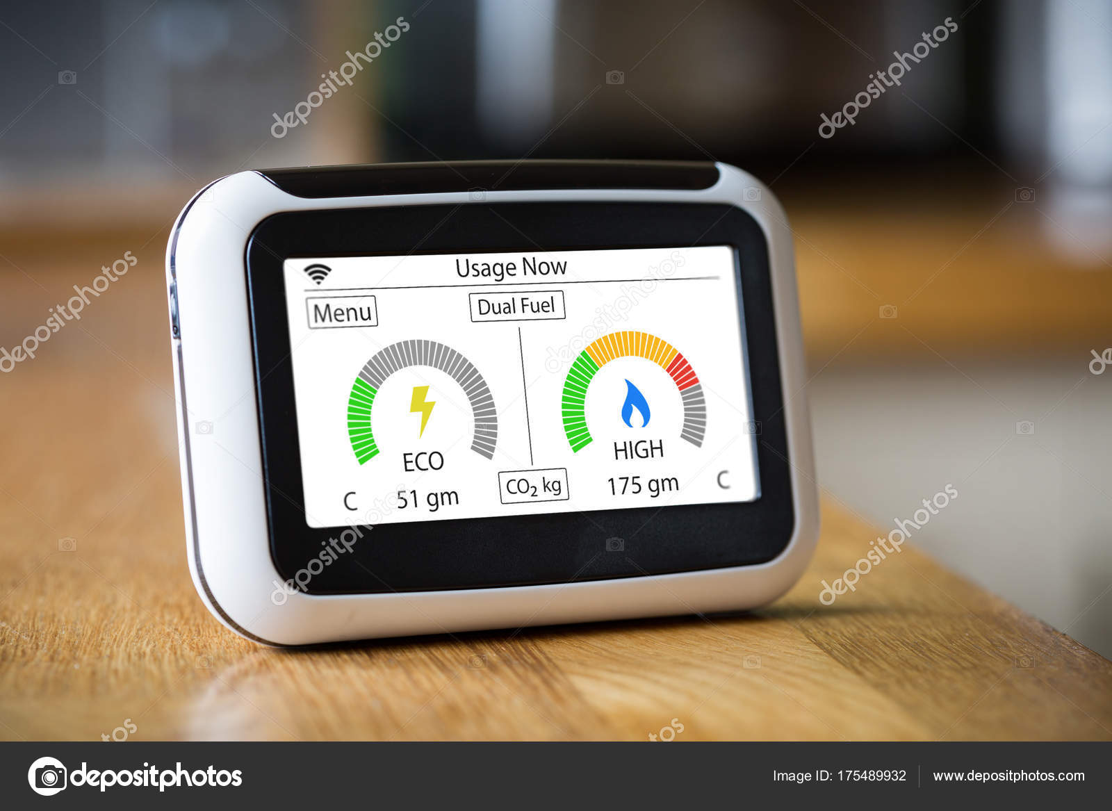 Smart Meter Showing Dual Fuel Carbon Emissions — Stock Photo © antb ...