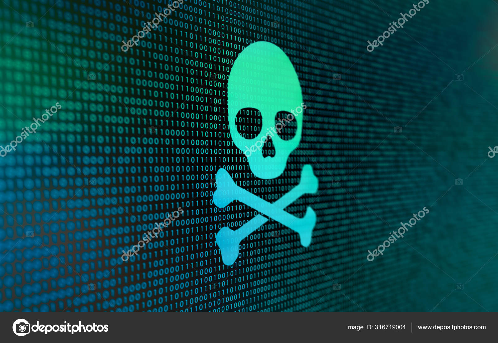 Computer Virus Skull and Crossbones Warning ⬇ Stock Photo, Image by ...