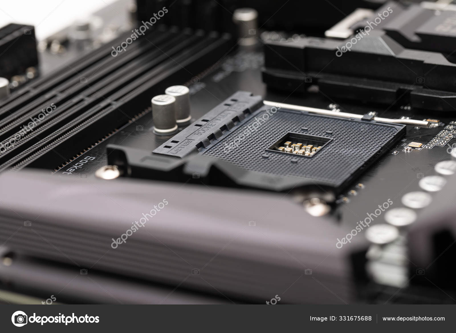 Computer motherboard close up Stock Photo by ©ocskaymark 331675688