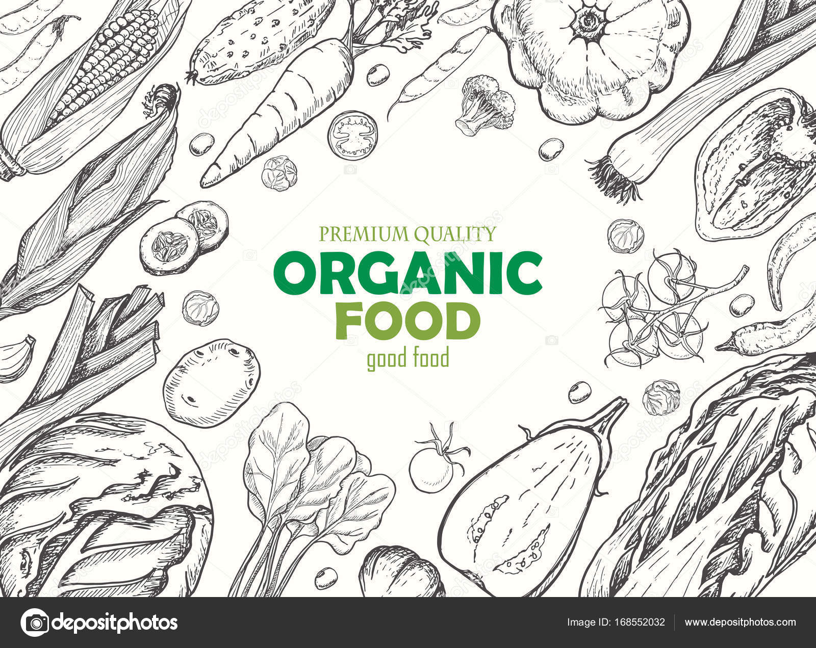 Horizontal background with different vegetables. Organic food Stock ...