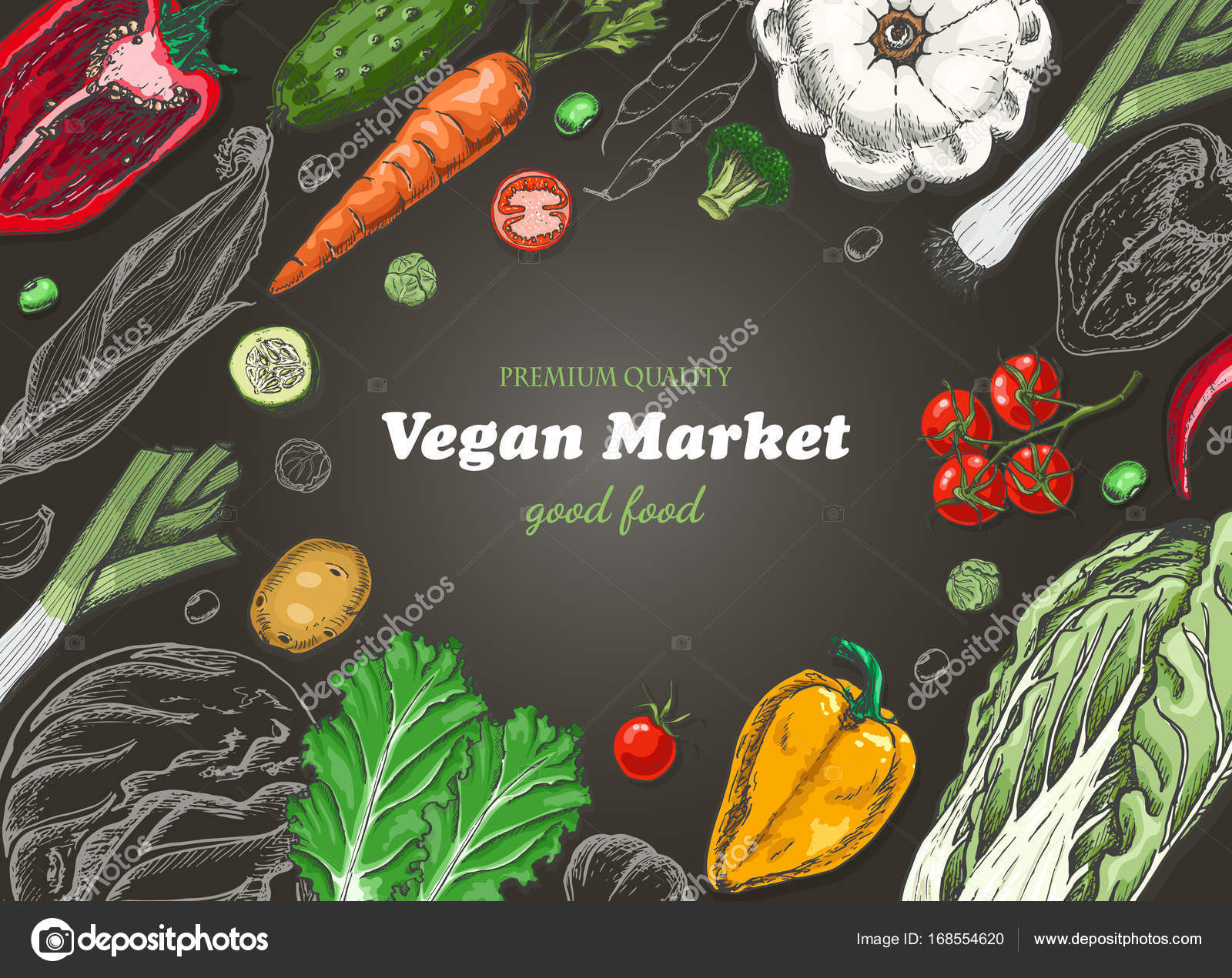 Horizontal background with different vegetables. Organic food Stock ...