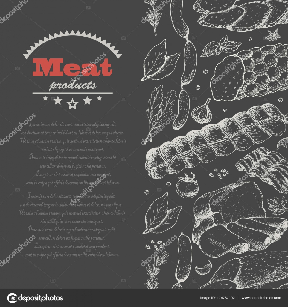 Vector background with meat products Stock Vector Image by ©nafanya1710 ...