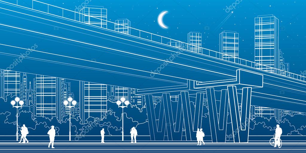 Flyover, architectural and infrastructure illustration, transport ...