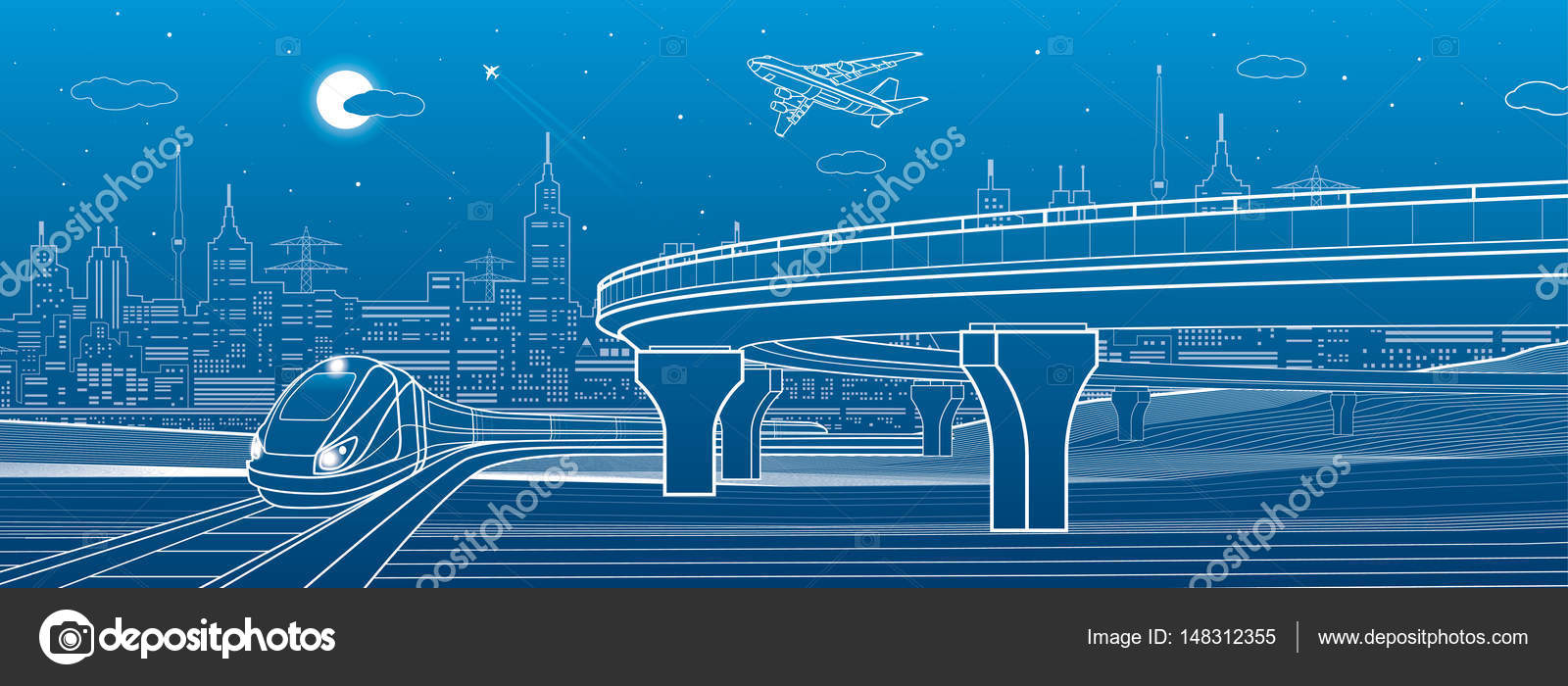 Automobile highway, infrastructure and transportation panorama ...