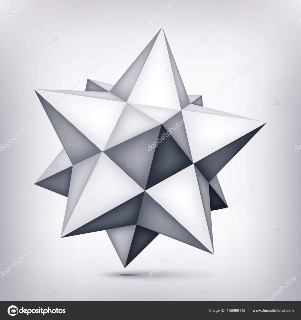Volume polyhedron gray star, 3d object, geometry shape, mesh version ...