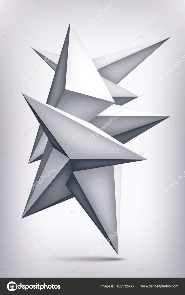 Volume geometric shape, 3d levitation crystal, creative low polygons ...