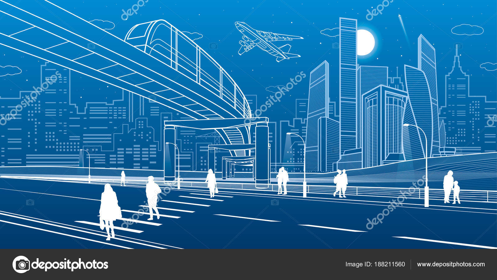 Monorail Bridge Highway Urban Infrastructure Modern City Background ...