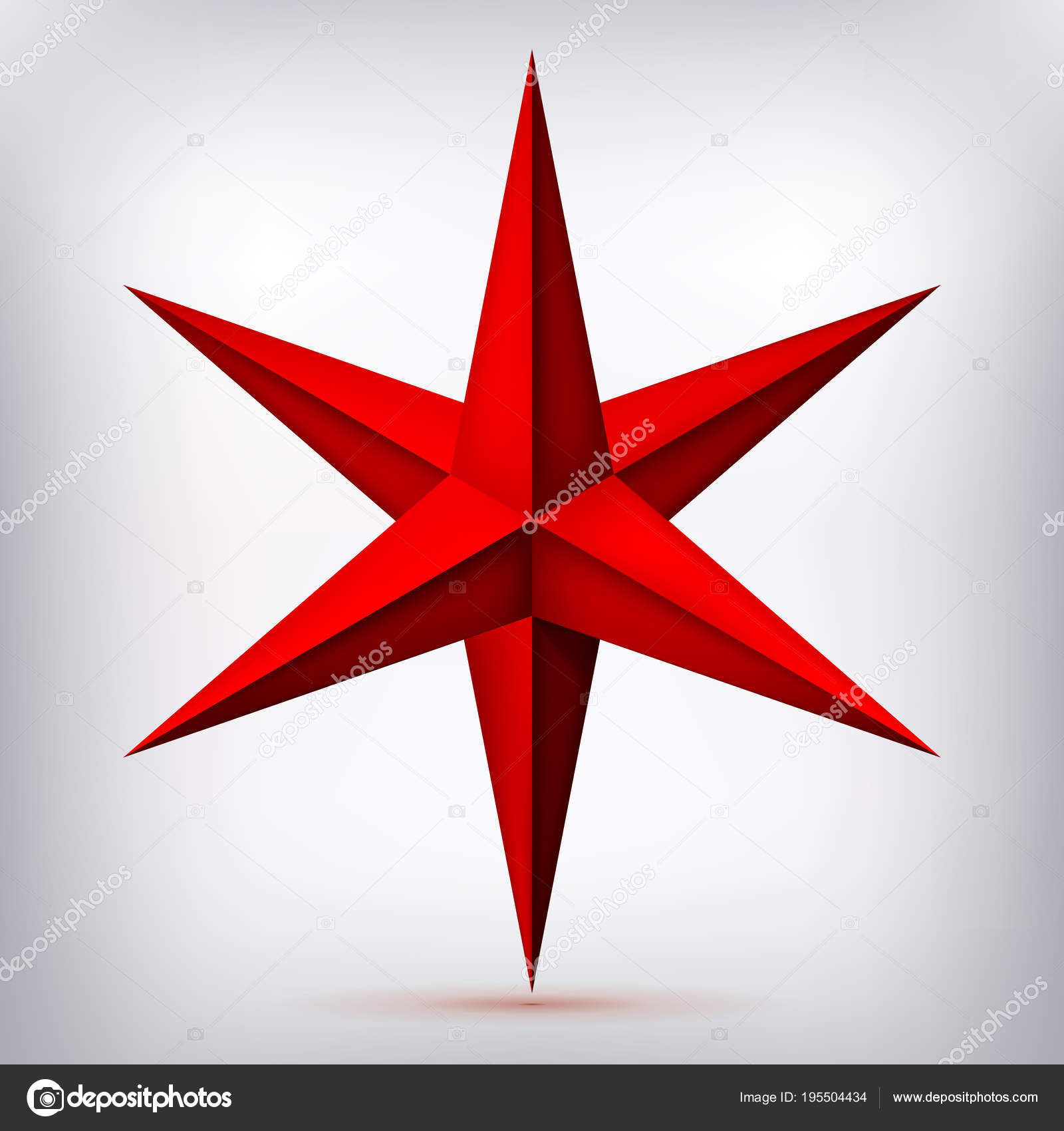 Volume Six Pointed Red Star Object Geometry Crystal Shape Mesh Stock ...