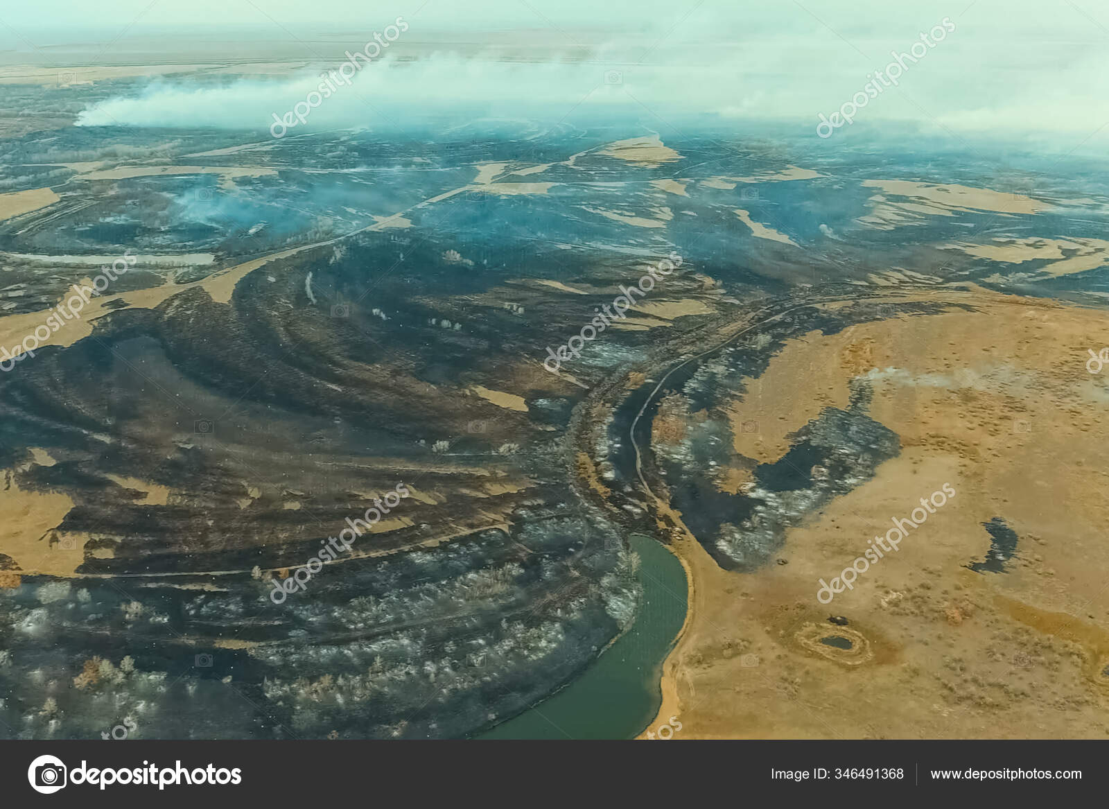 Tundra Fire Burning Dry Grass Peat Bogs Fire Smoke Tundra Stock Photo ...