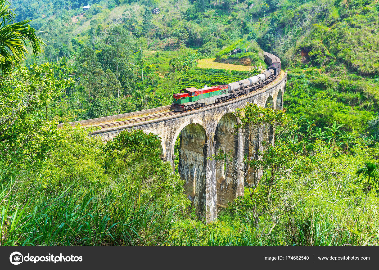 The train on Nine Arch Bridge in Damodara — Stock Photo © efesenko ...