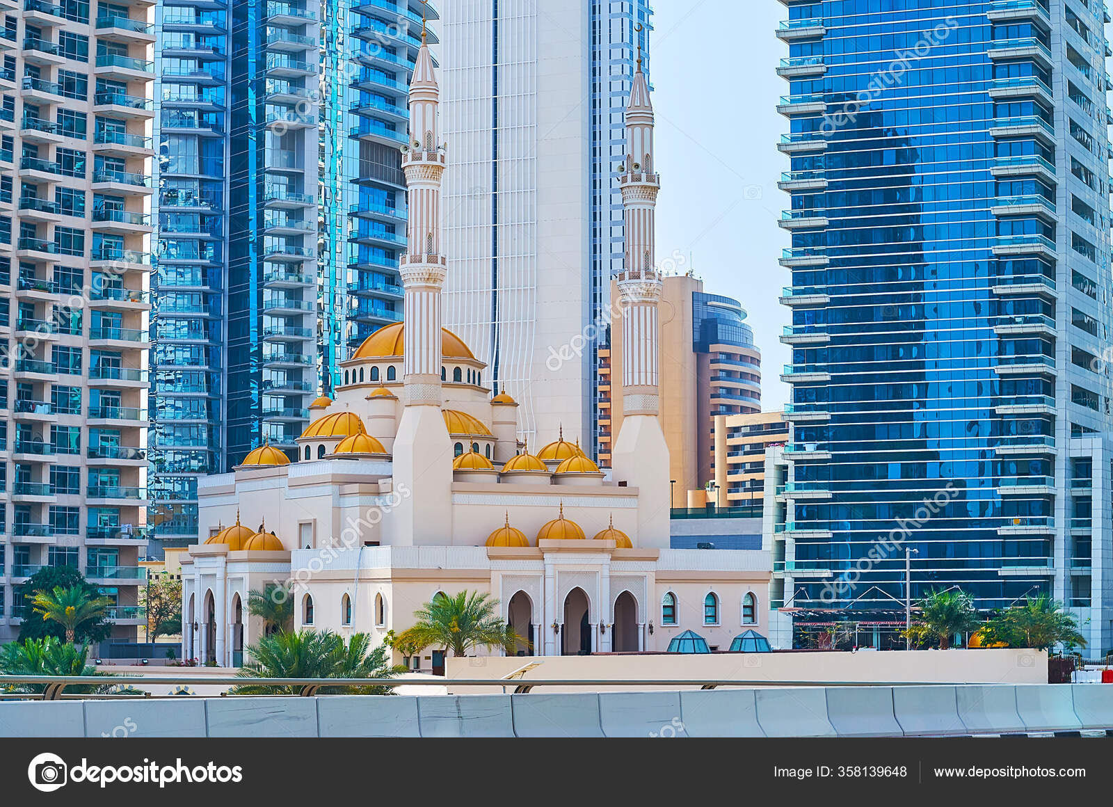 Facade Domes Minarets Mohammed Bin Ahmed Mulla Mosque Sandwiched Modern ...
