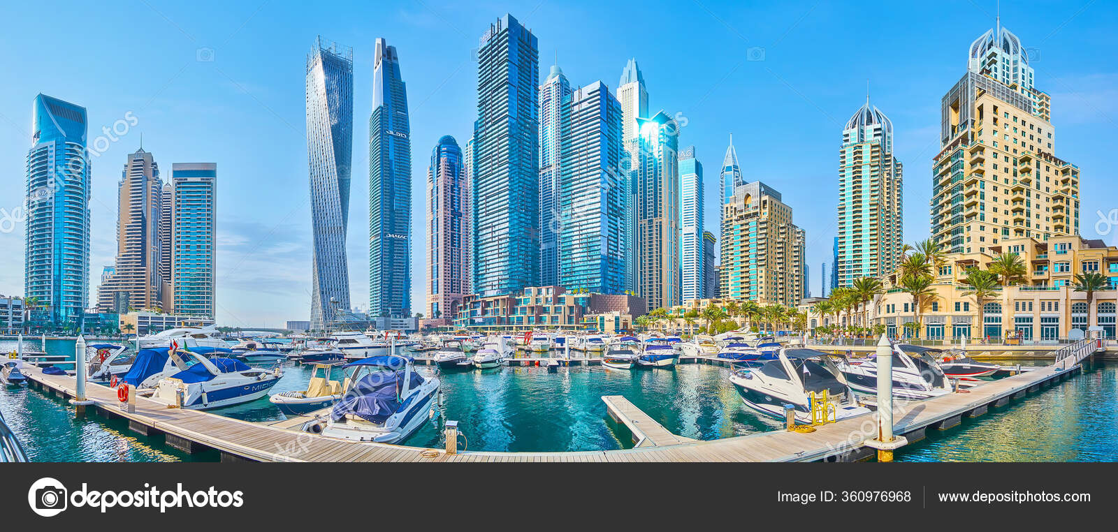 Dubai Uae March 2020 Panorama Shipyards Marina Splendid Futuristic ...