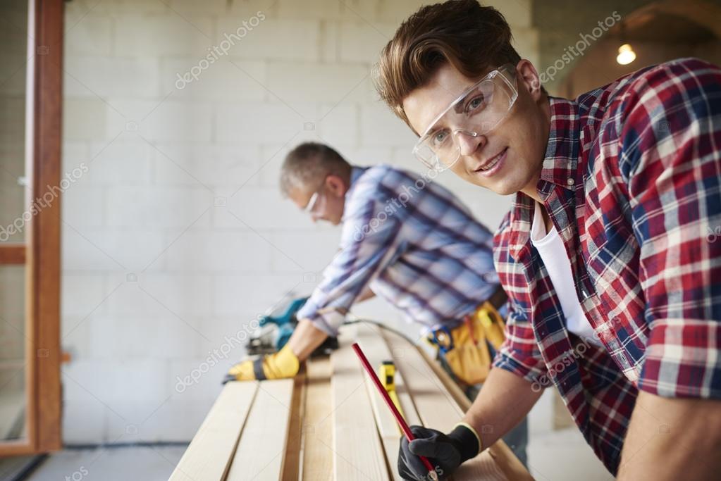 Carpenters working together — Stock Photo © gpointstudio #128141898