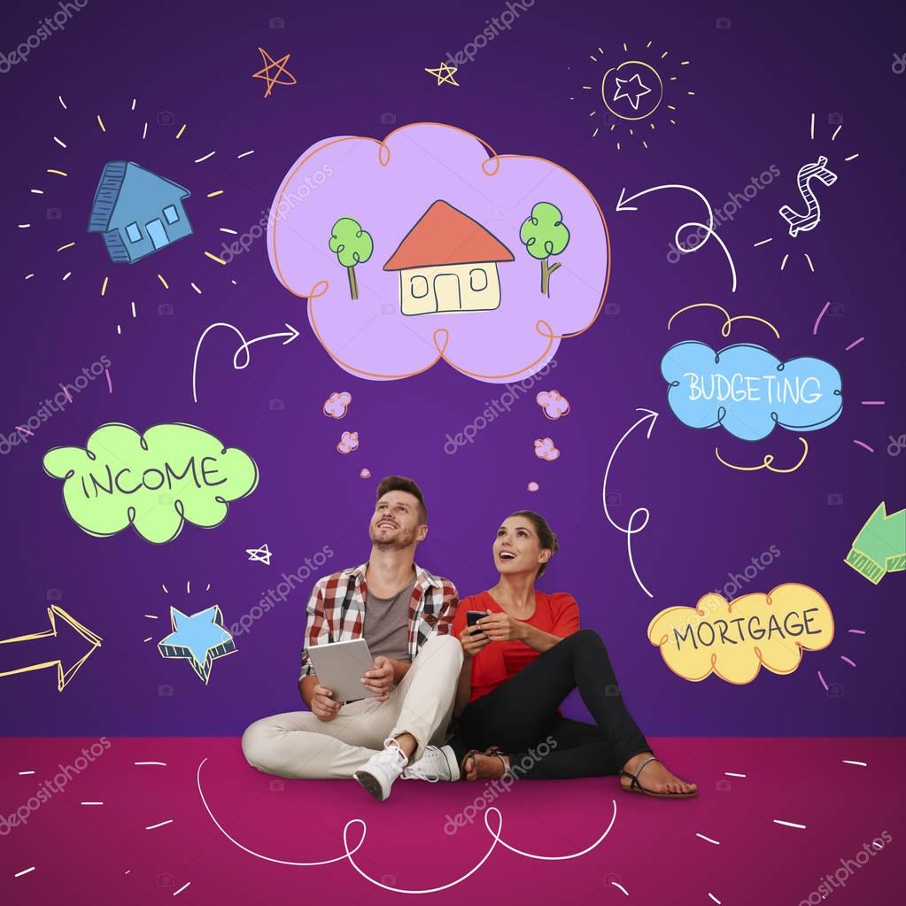 Woman and man Making plans for better future Stock Illustration by ...