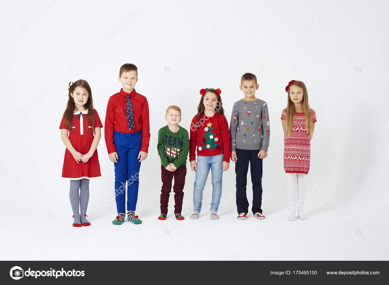 Portrait Children Standing Row Stock Photo by ©gpointstudio 175465150