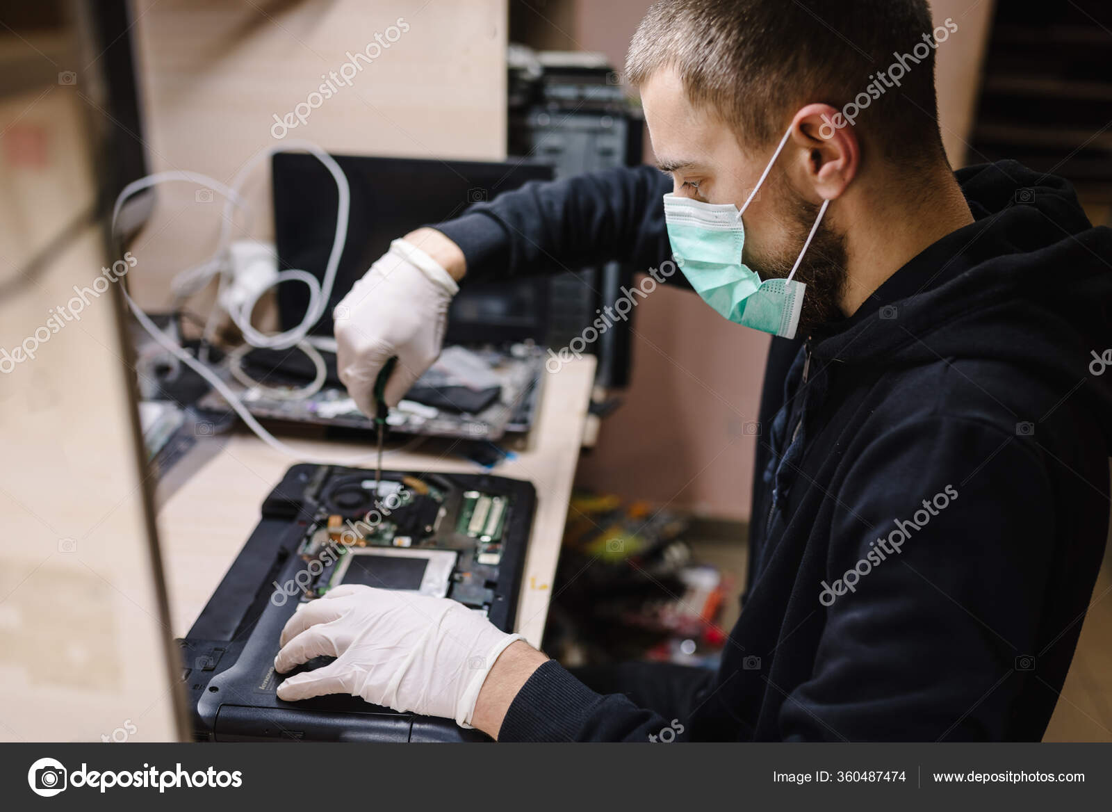 Technician Repairing Laptop Lab Concept Repair Computer Electronic ...