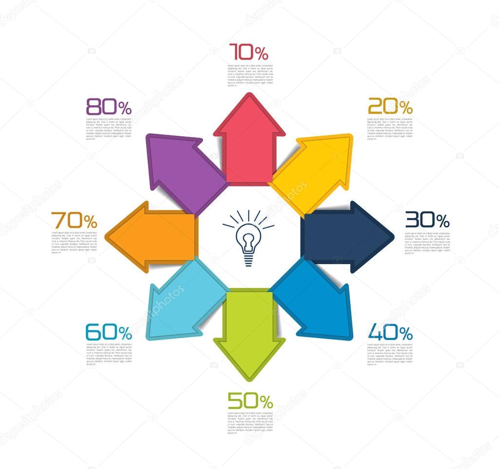 8 directions color arrows design diagram, chart, template, infographic ...