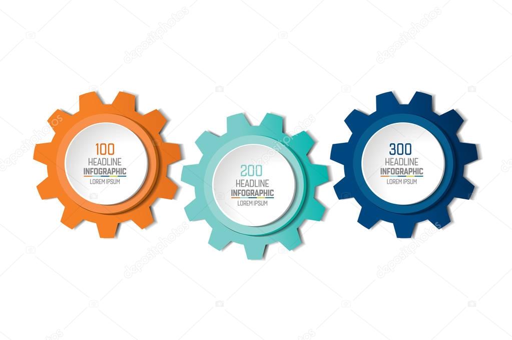 Gráfico de tres elementos, esquema, diagrama. 3 Plantilla infográfica. 2024