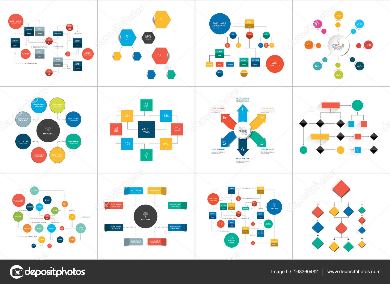 Esquemas de mapas, diagramas. Mega set. Simplesmente cor editável ...