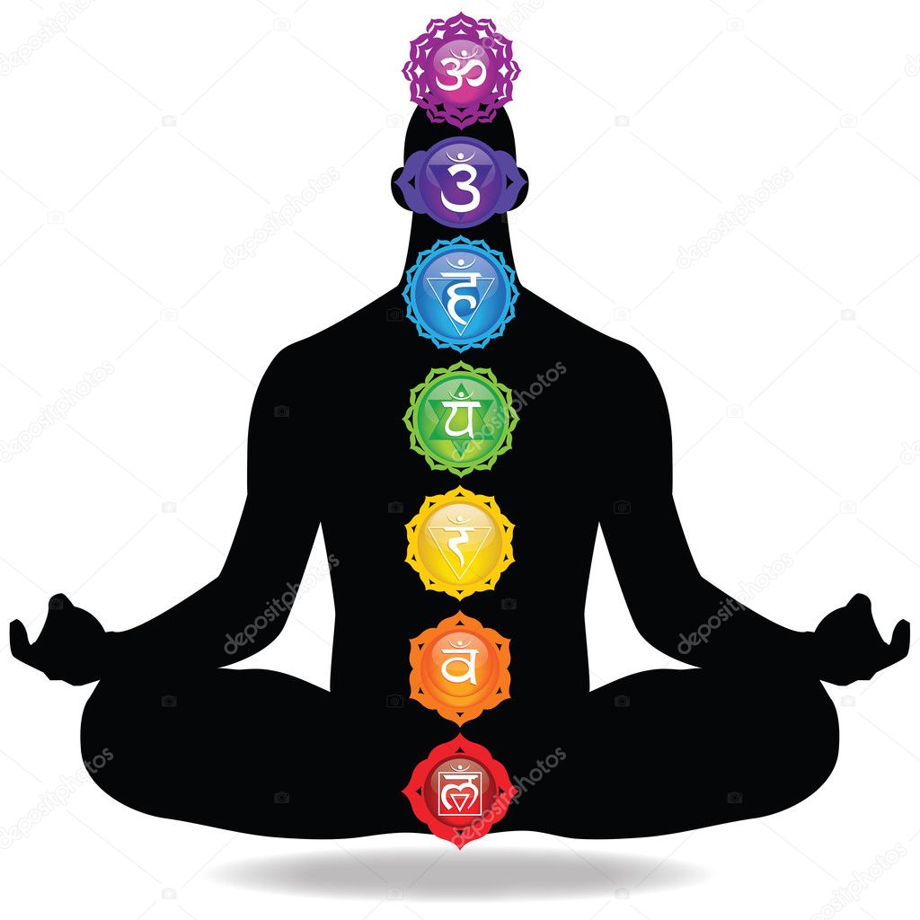 Man Sitting With Seven Chakras Stock Photo by ©smk0473 128503154
