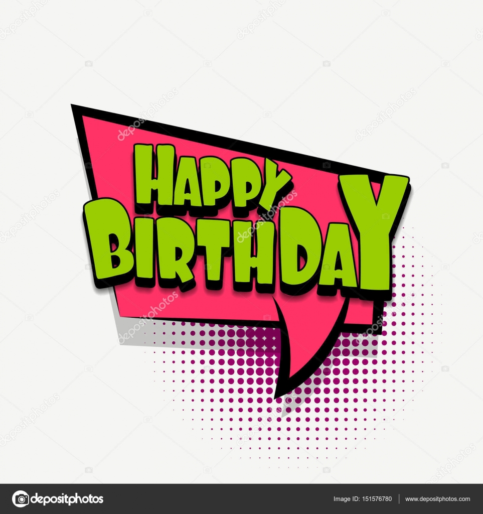 Comic book text bubble template Happy birthday Stock Illustration by ...