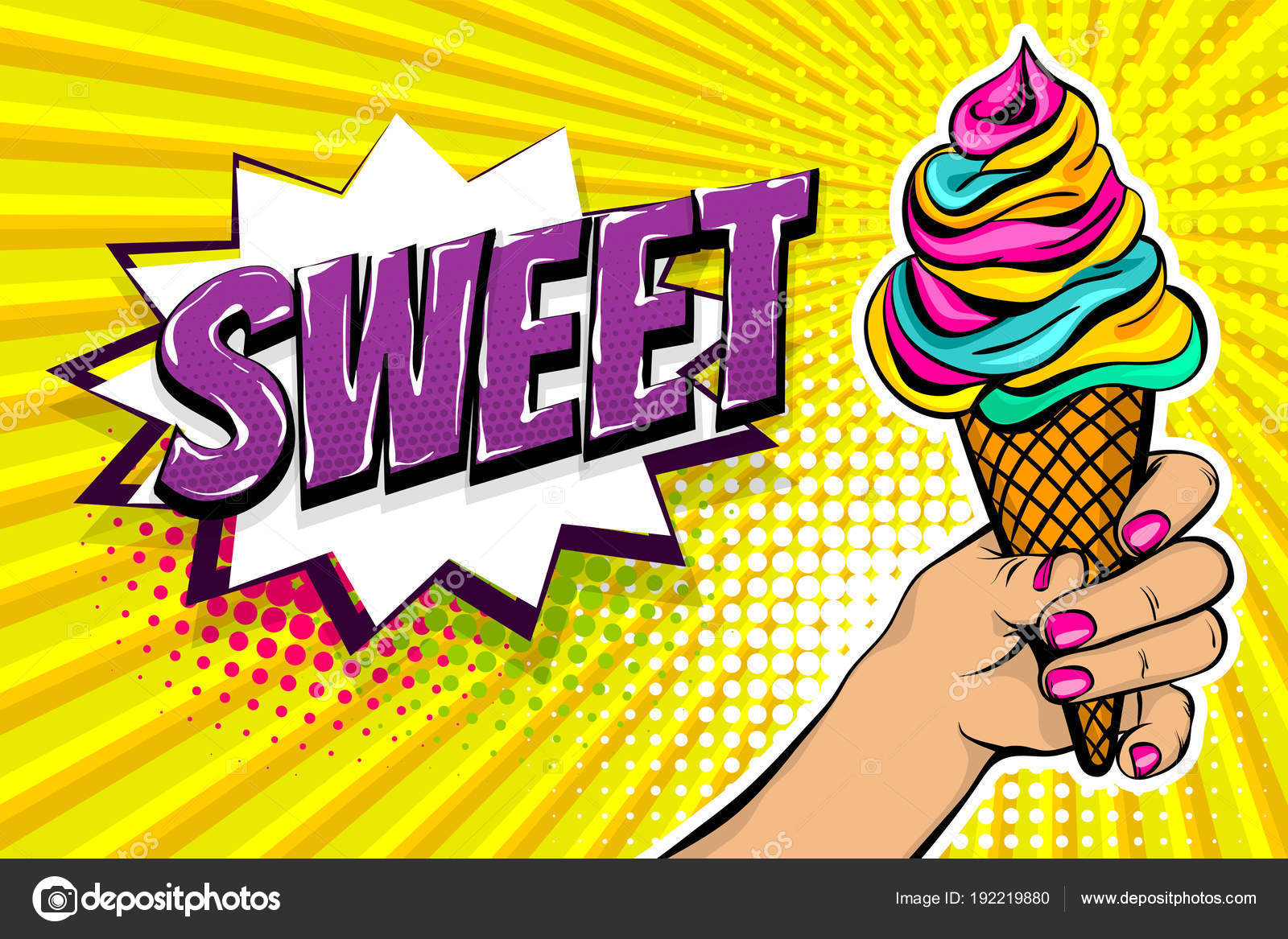 Texto cómico helado tiempo dulce pop art Vector de stock por ©helen ...