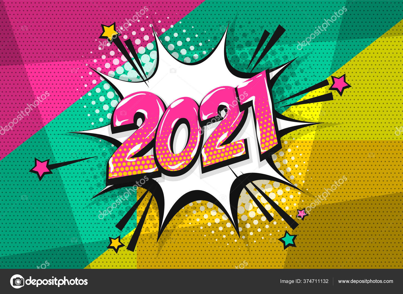 2021 year pop art comic book text speech bubble Stock Vector Image by ...