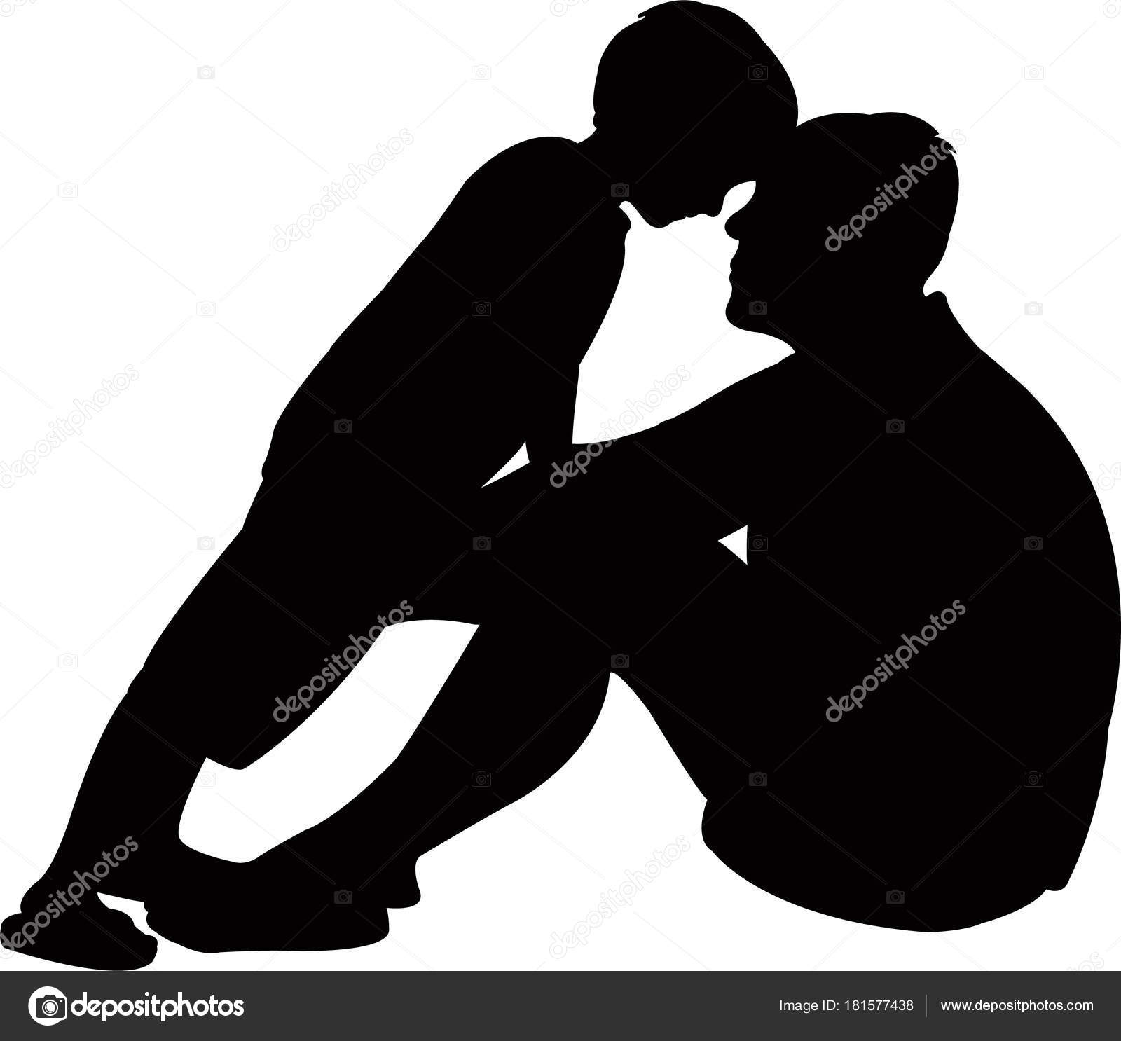 Father Son Talking Hugging Silhouette Vector Stock Vector Image by ©Dr ...