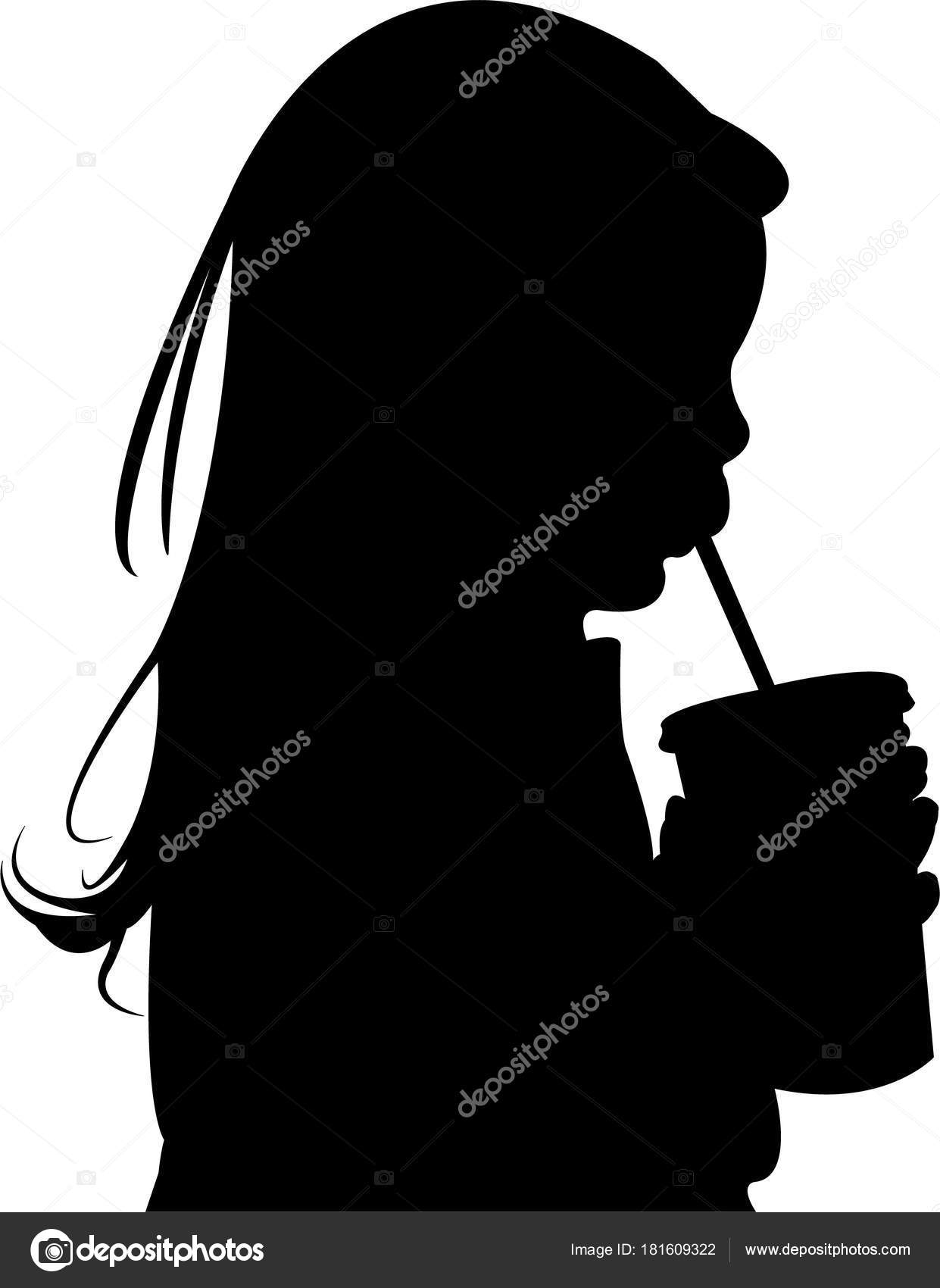 Girl Drinking Silhouette Vector Stock Vector Image by ©Dr.Art #181609322