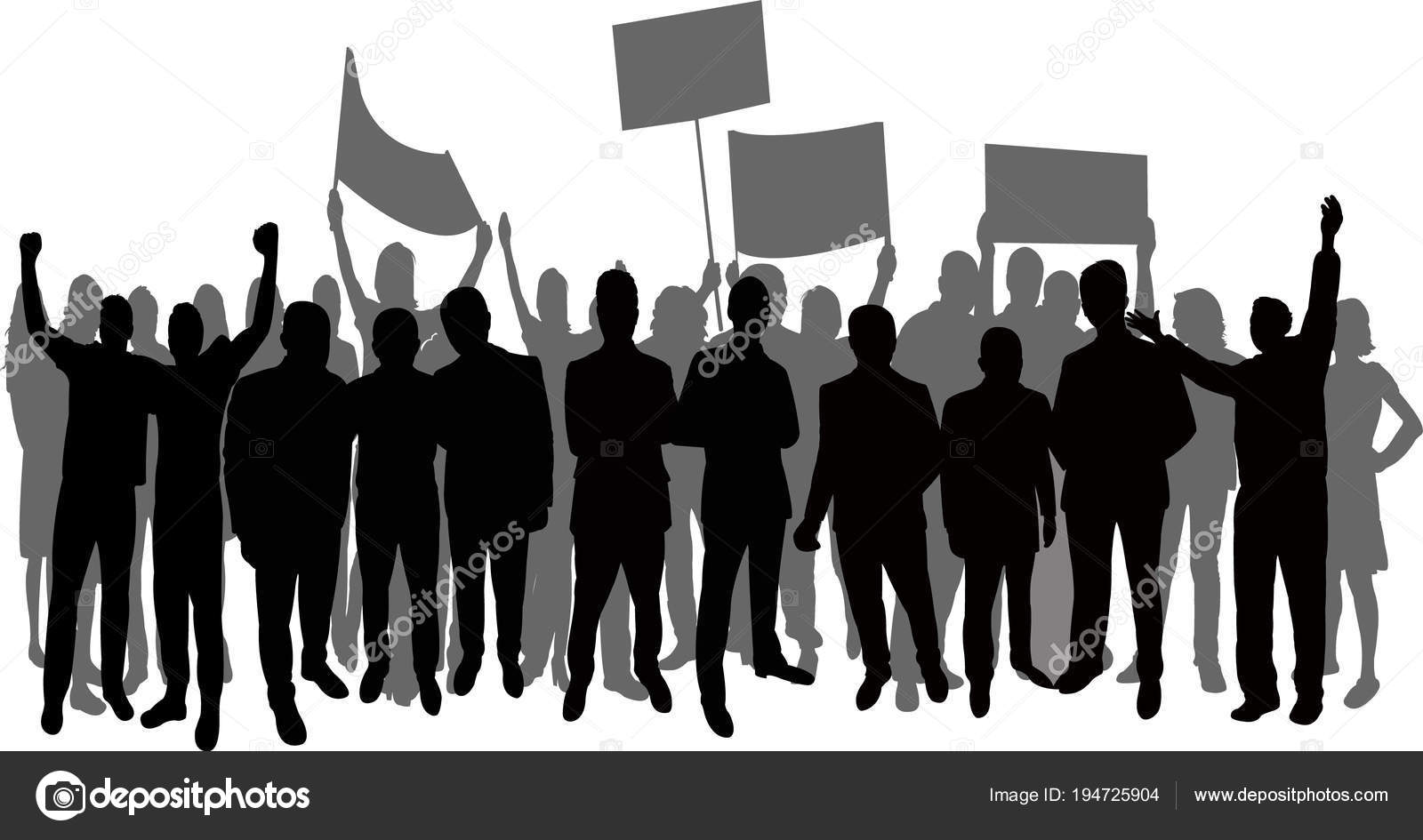Group People Protesting Silhouette Vector Stock Vector by ©Dr.Art 194725904