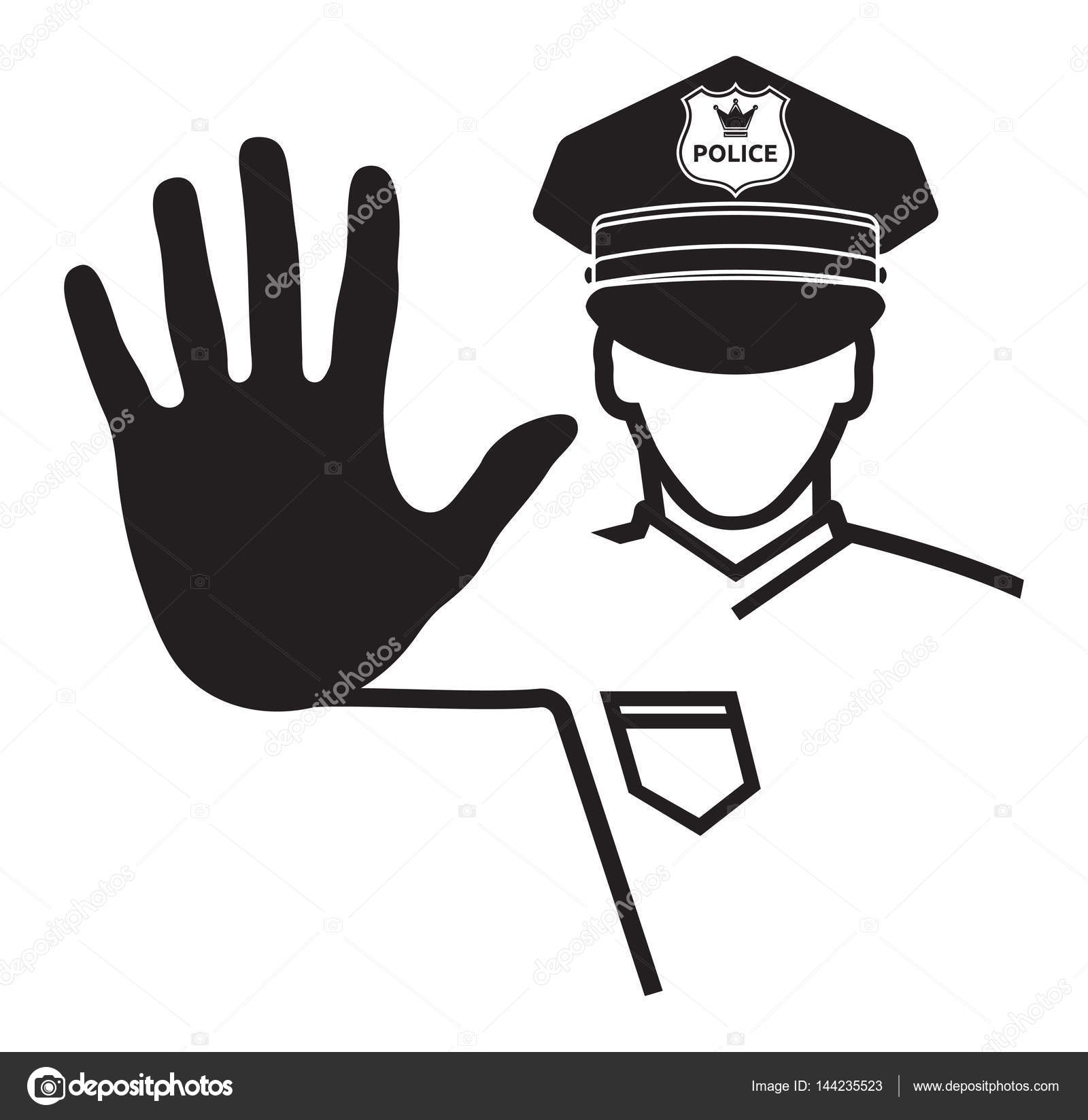 Hand-Stopp-Schild von einem Polizisten Stock-Vektorgrafik von ...